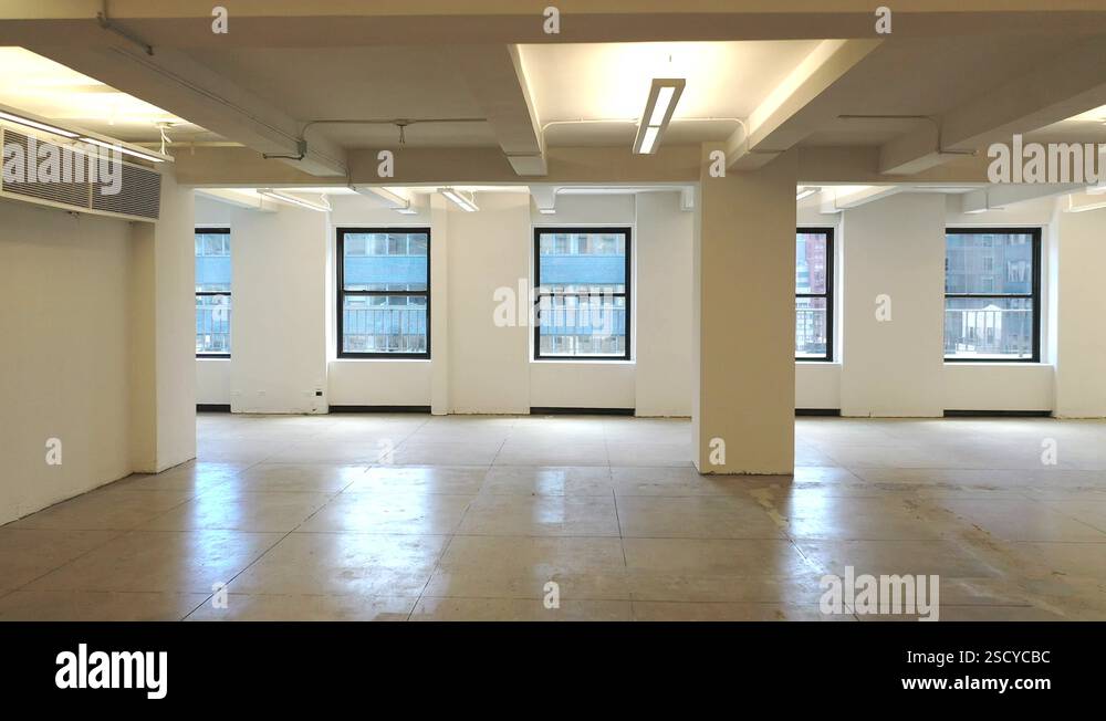 Pull Away Shot of Empty White Office Space Stock Video Footage - Alamy