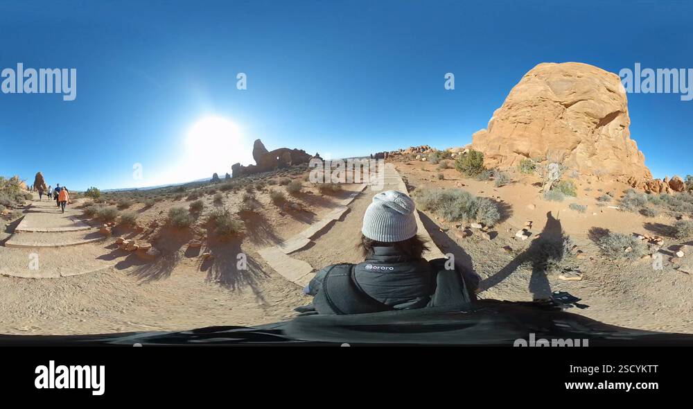 VR 360 Arches National Park Utah Hiking The Windows Section 4K Stock ...