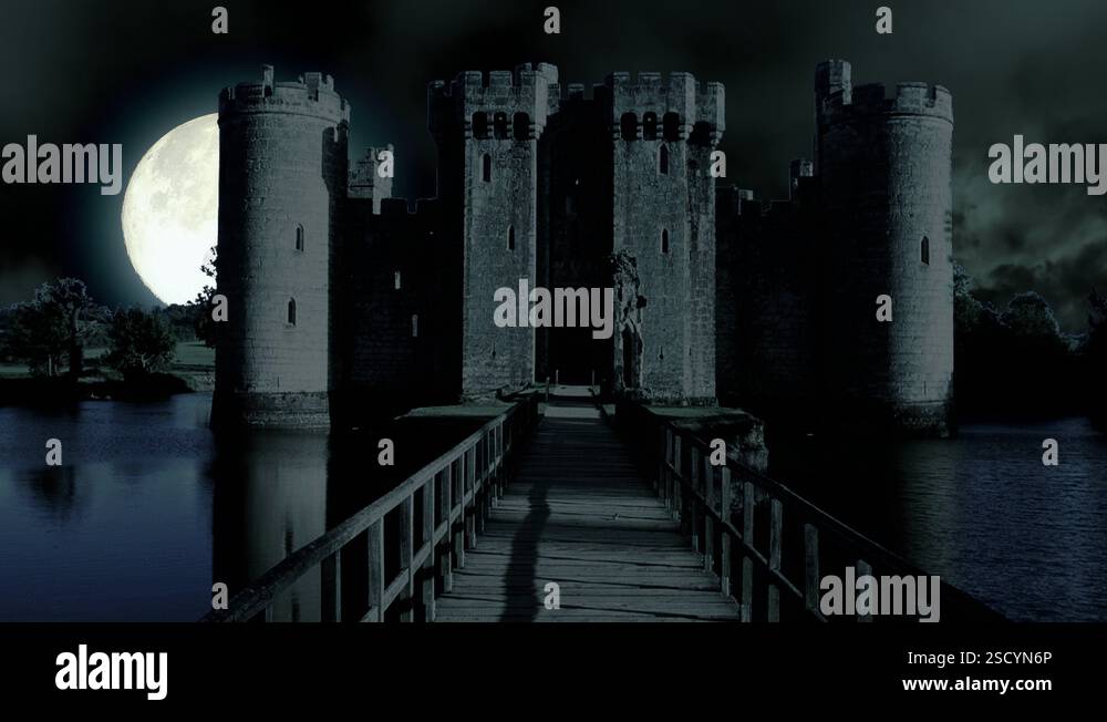 scary Full moon over evil demon vampire Castle horror spooky cathedral ...