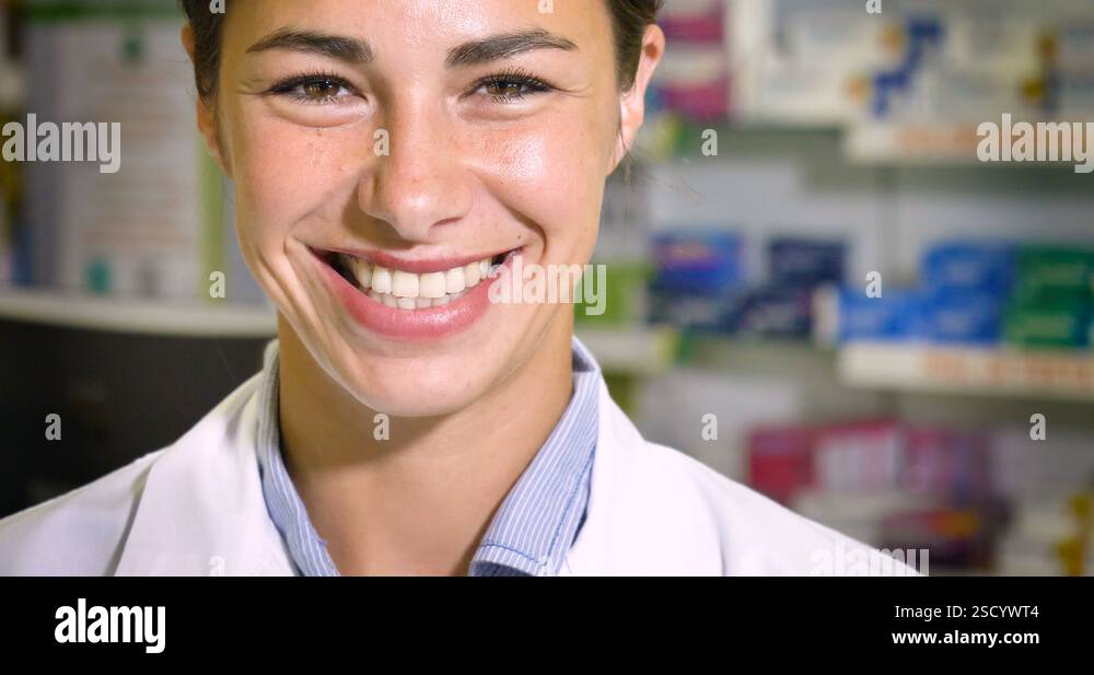 Portrait of an young female pharmacist consultant is working in a ...