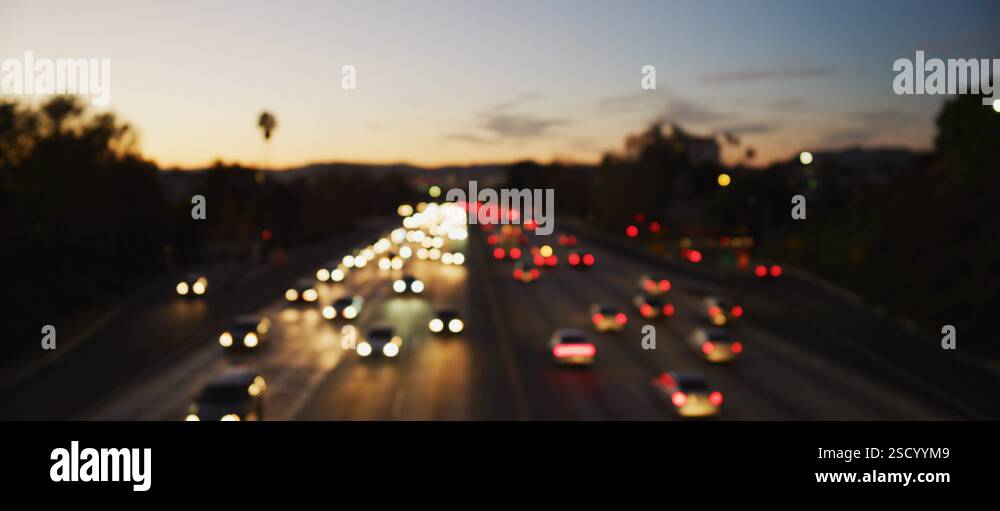 Slow Motion Shot Looking West with the 101 Highway in Los Angeles, CA ...