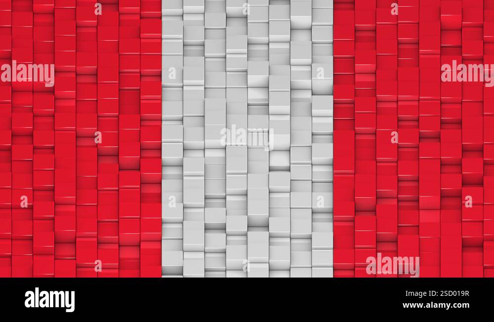 Peruvian flag (without coat of arms) made of cubes moving in a random ...