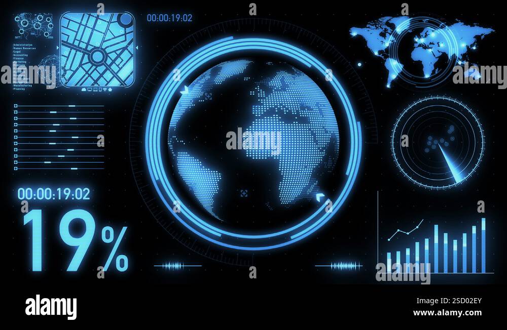 GUI (Graphical User Interface). HUD (Head up display). Futuristic ...
