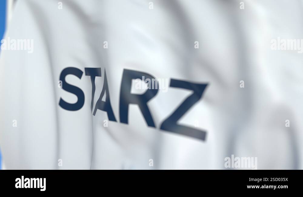 Waving flag with Starz logo, close-up. Editorial loopable 3D animation ...
