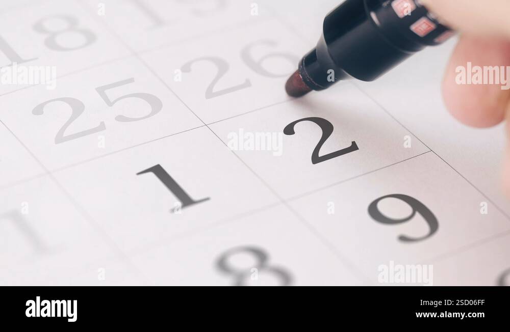 Reminder mark on the second 2 day of a month Stock Video Footage - Alamy