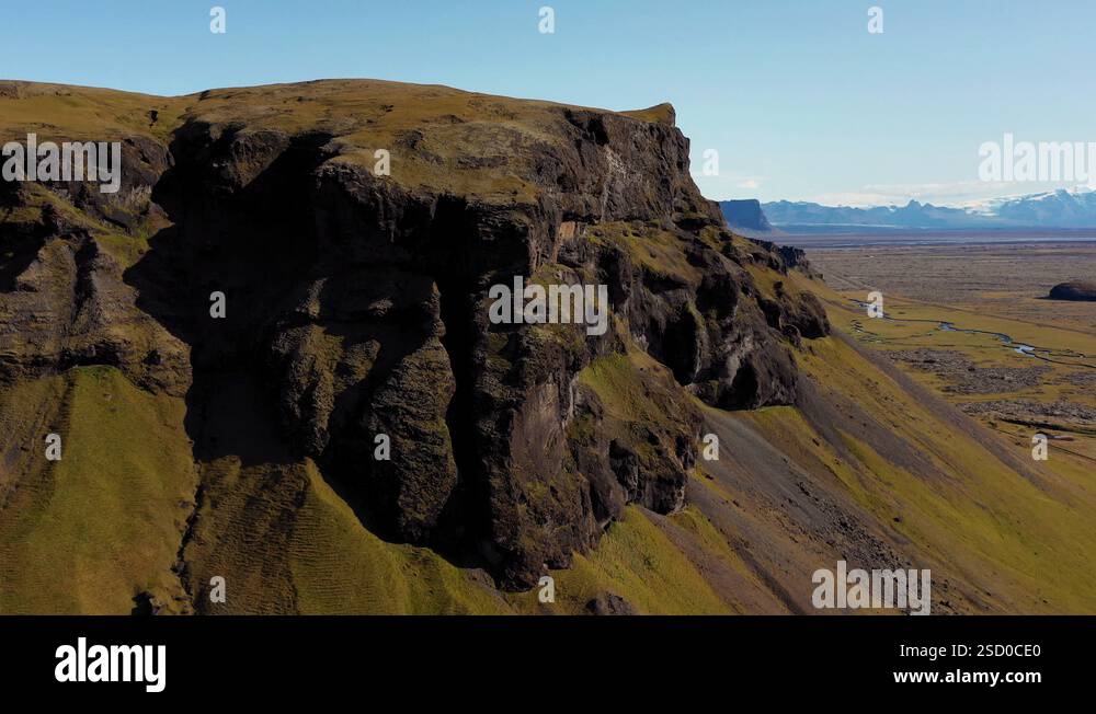 Amazing mountain aerial view of the land of Ice and fire ICELAND Stock ...