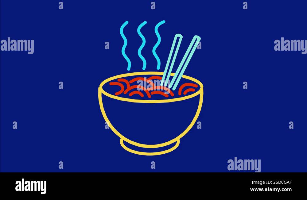 Hot Noodle Bowl Neon Sign 2D Animation Stock Video Footage - Alamy