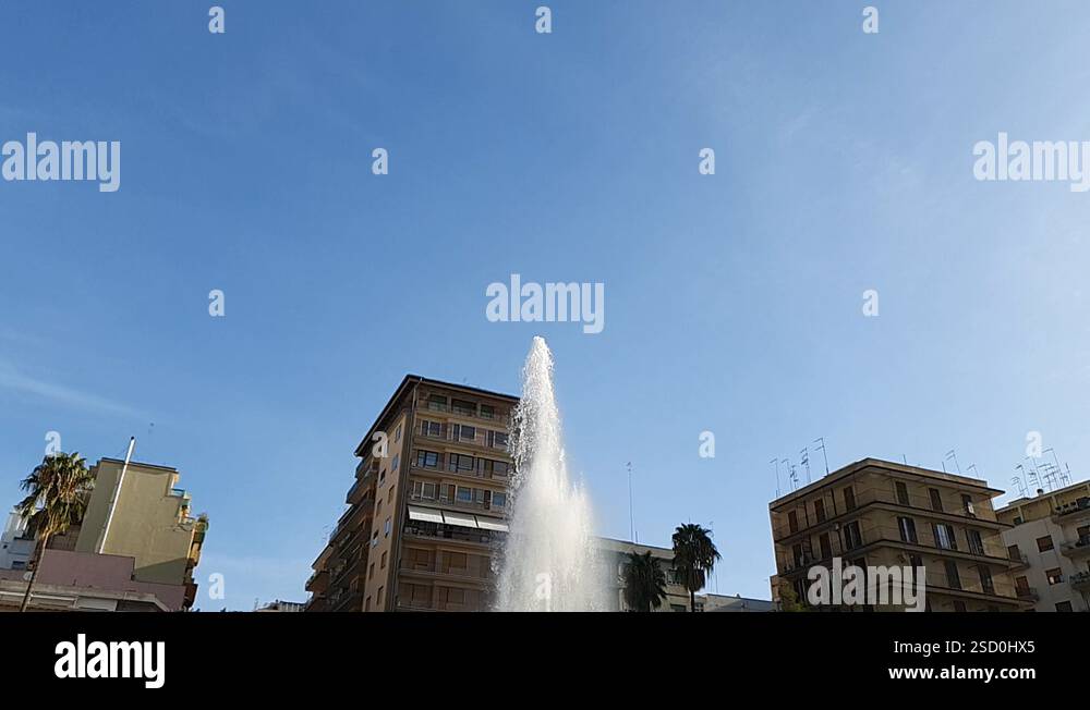 the Fountain of Piazza Ebalia in Taranto South of Italy in SlowMotion ...