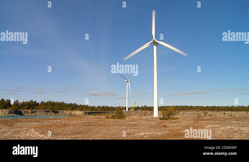 Wind Turbine In Limestone Quarry Stock Video Footage - Alamy