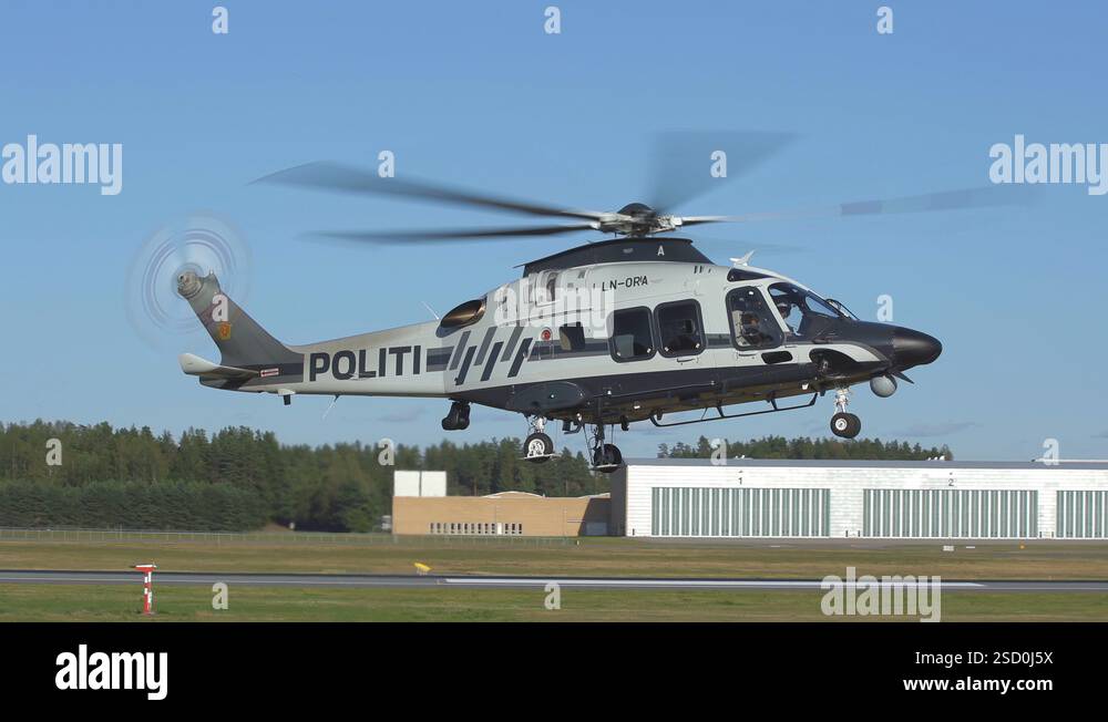 norwegian police helicopter leonardo helicopters aw169 hover turn front ...