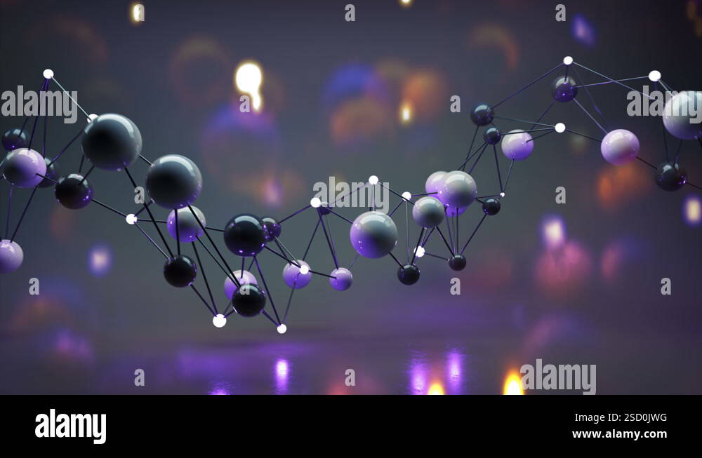 Twisted wireframe mesh of shiny spheres seamless loop 3D render ...