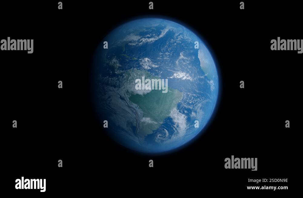 Looping Earth rotation animation. View from space to planet Earth Stock ...