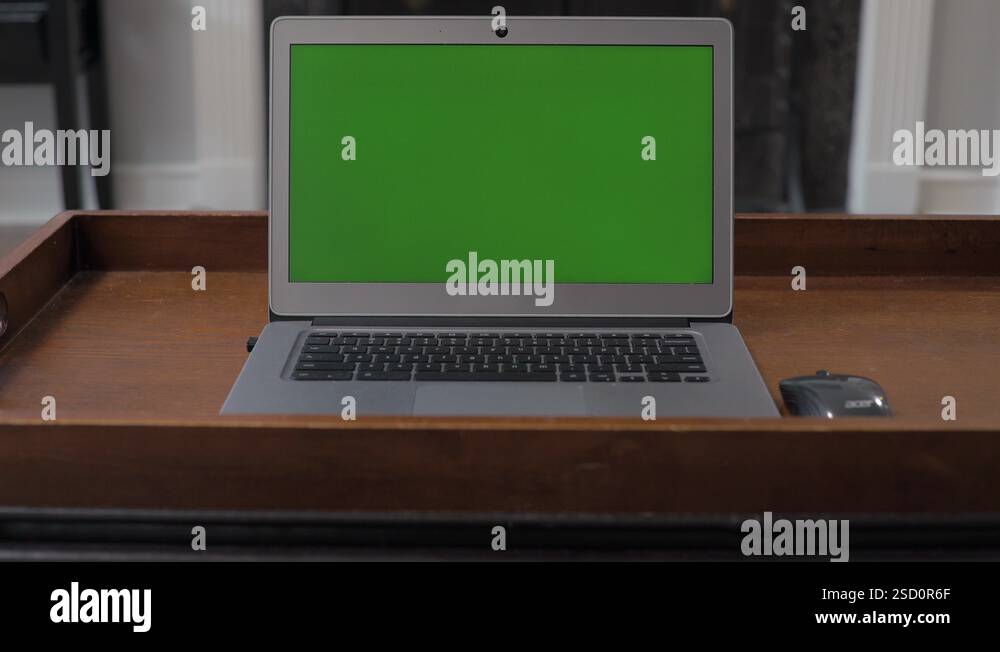 Laptop On Coffee Table Green Screen Straight On 3 Stock Video Footage ...