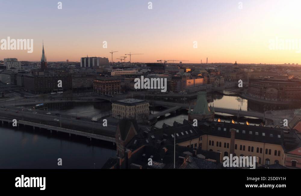 Stockholm downtown at sunrise aerial view Stock Video Footage - Alamy