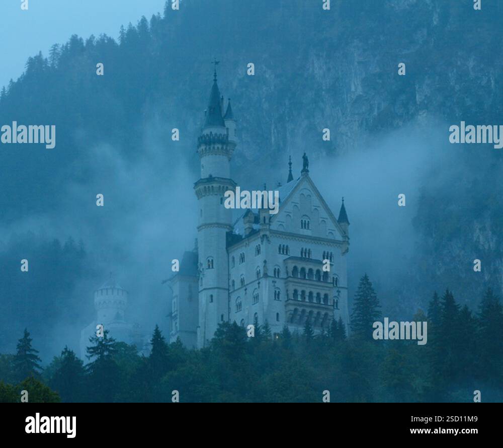 time lapse movie of mist floating across neuschwanstein castle in ...