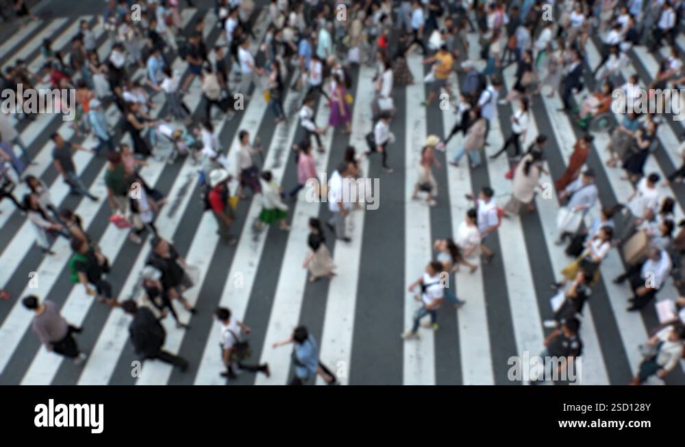 JAPAN : Crowd of people at the street. Shot in busy rush hour. Wide ...