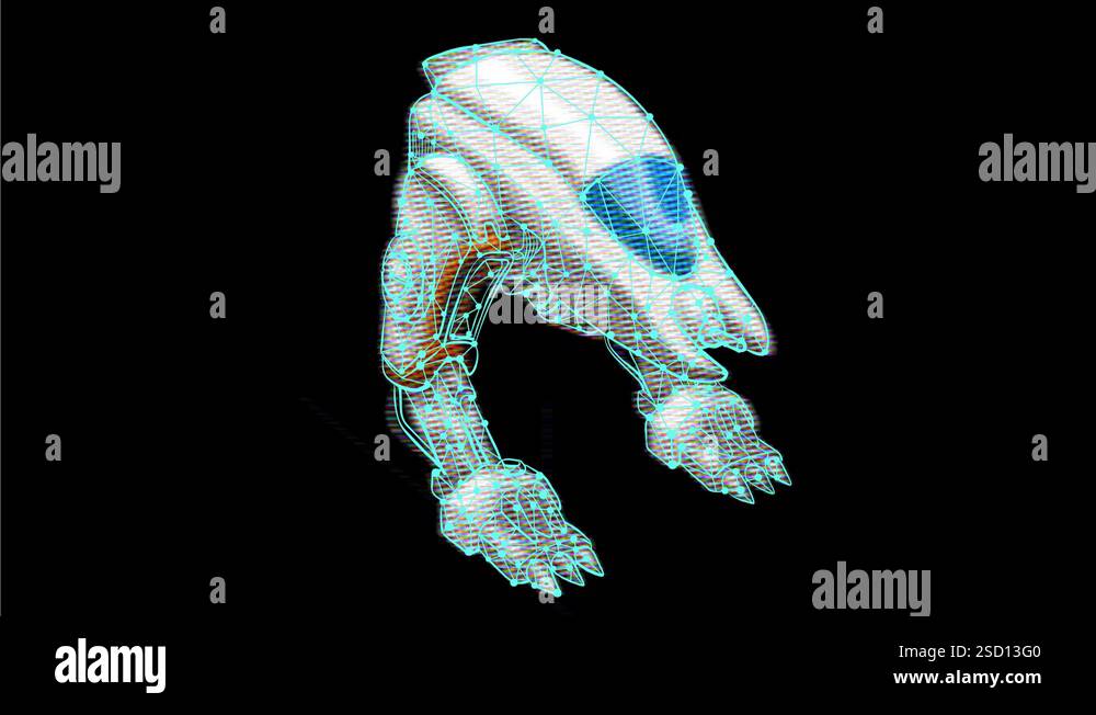 Alien Robot Low Polygon Hologram 2D Animation Stock Video Footage - Alamy