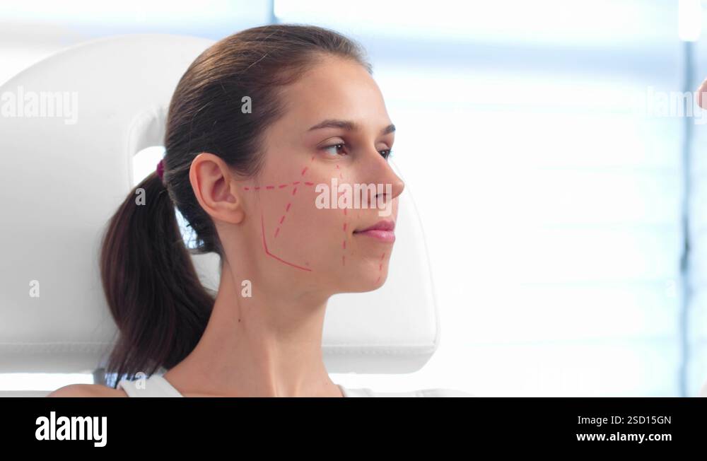 Doctor draws correction lines on patient's face with marker Stock Video ...