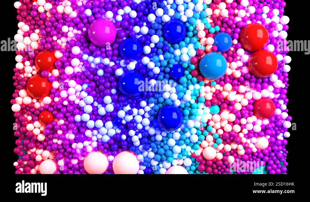 3D looped animation with bright beautiful small and large spheres or ...