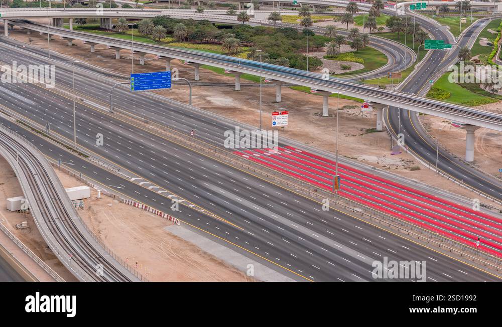 Aerial top view to Sheikh Zayed road near Dubai Marina and JLT ...