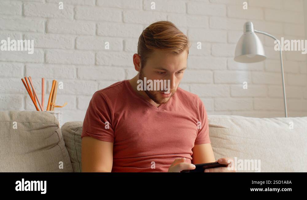 Sports Fan Disappointed reaction watching his favourite team on smart ...