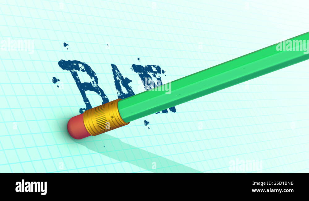 An eraser on a pencil is erasing typed word BAN Stock Video Footage - Alamy