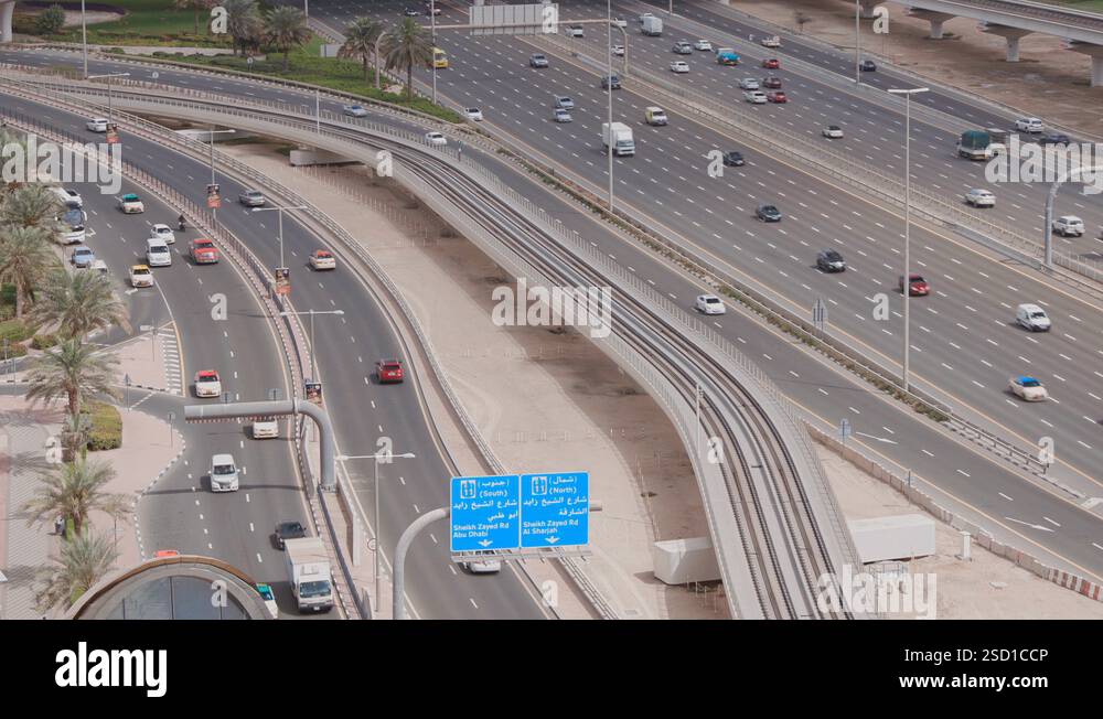 Aerial top view to Sheikh Zayed road near Dubai Marina and JLT ...