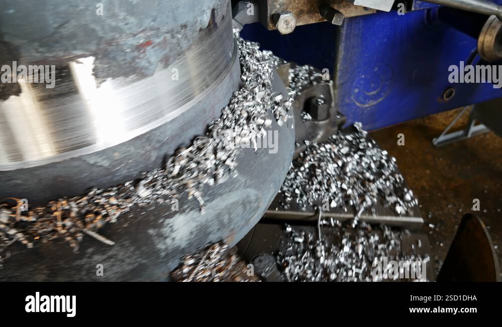 Turning of a metal cylindrical part on a lathe with a tool knife ...