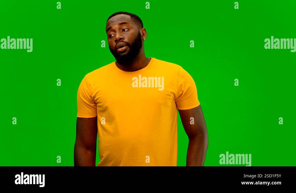 I am fed. Tired man shows hand gesture and grimacing. Alpha channel ...