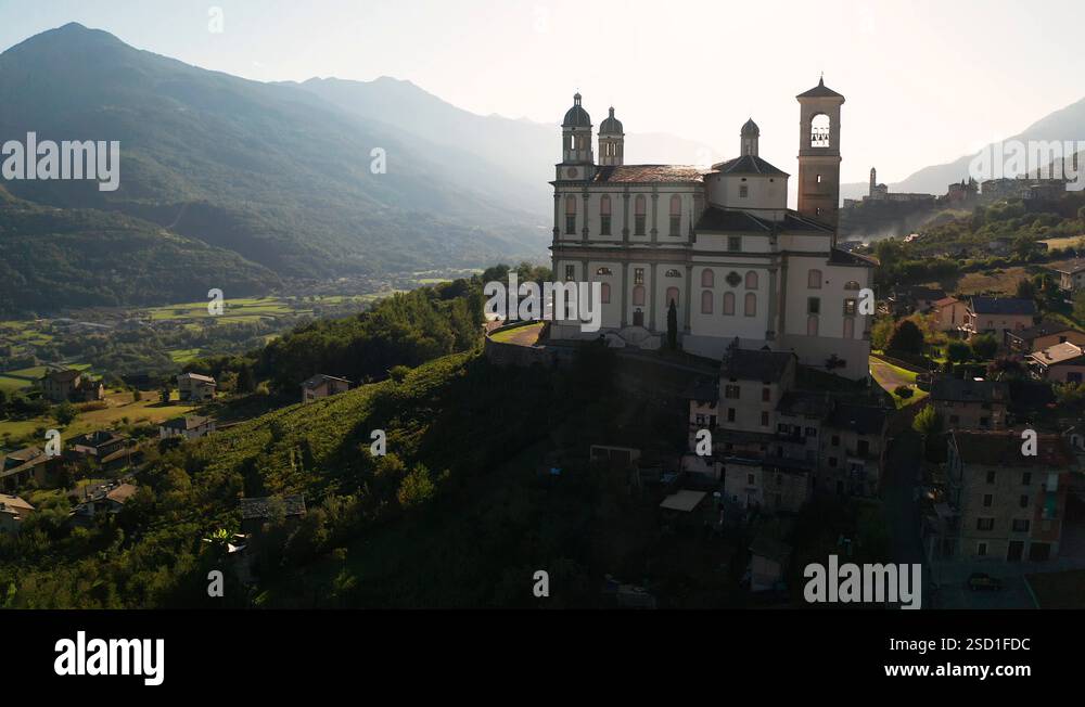 Aerial 4K - Tresivio - Valtellina (IT) - Sanctuary of the Santa Casa ...
