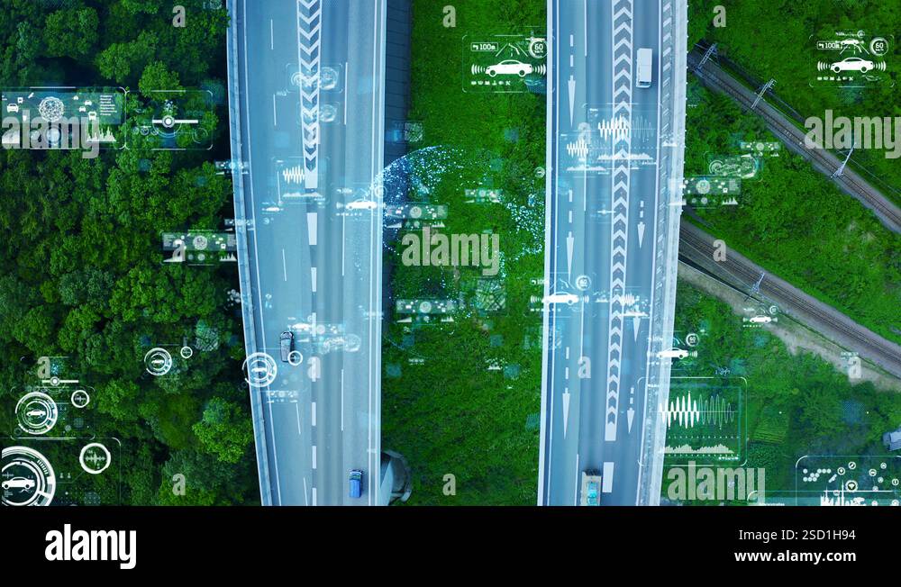 Transportation system concept. Communication network. Autonomous ...
