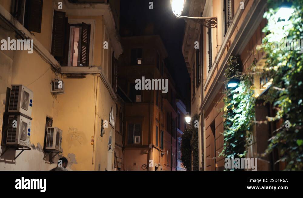 Details of historic buildings in the city centre of Rome. Tall ...