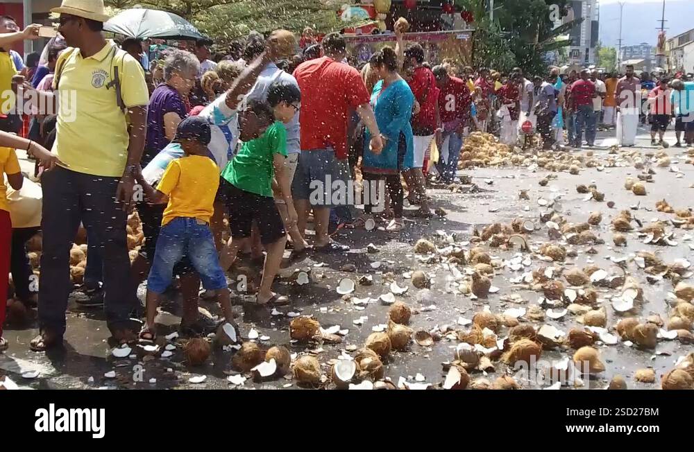 Slow motion coconut breaking by devotees during Thaipusam Stock Video ...