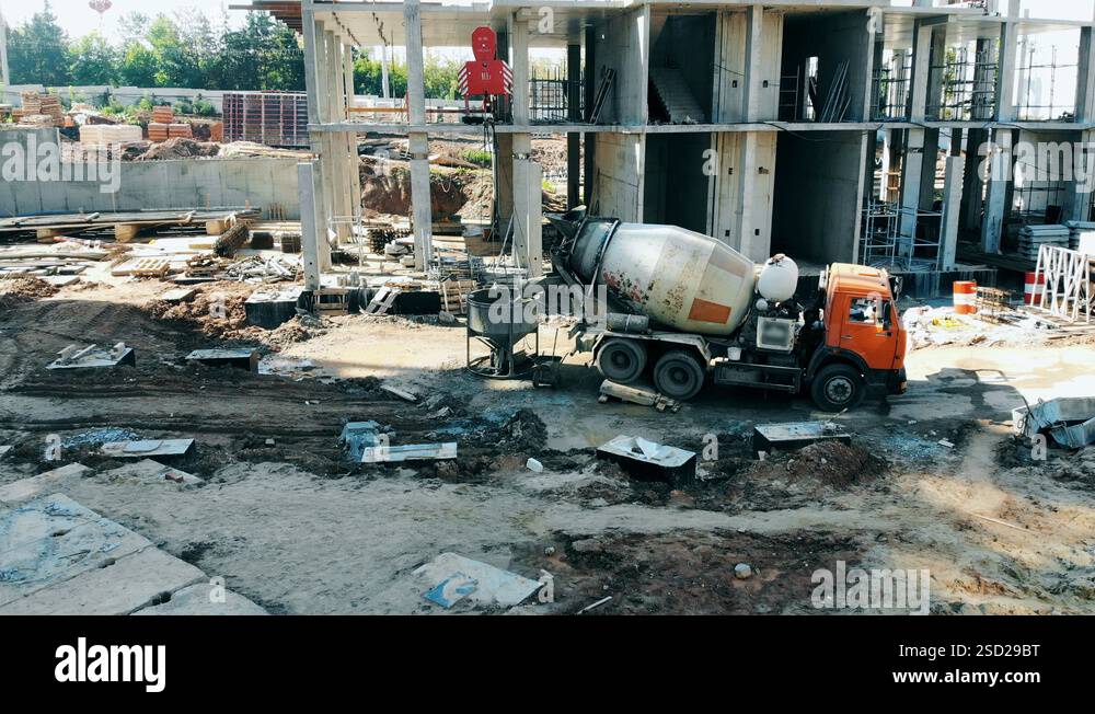 Industrial machine is mixing cement at the building lot Stock Video ...