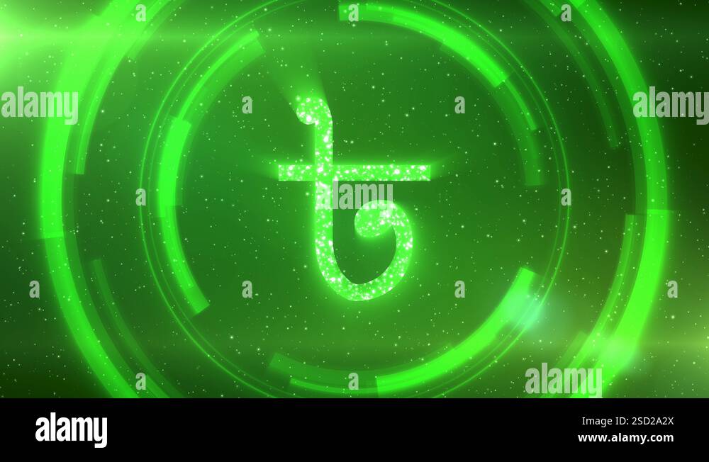 Green Bangladeshi taka currency symbol on space background. Seamless ...