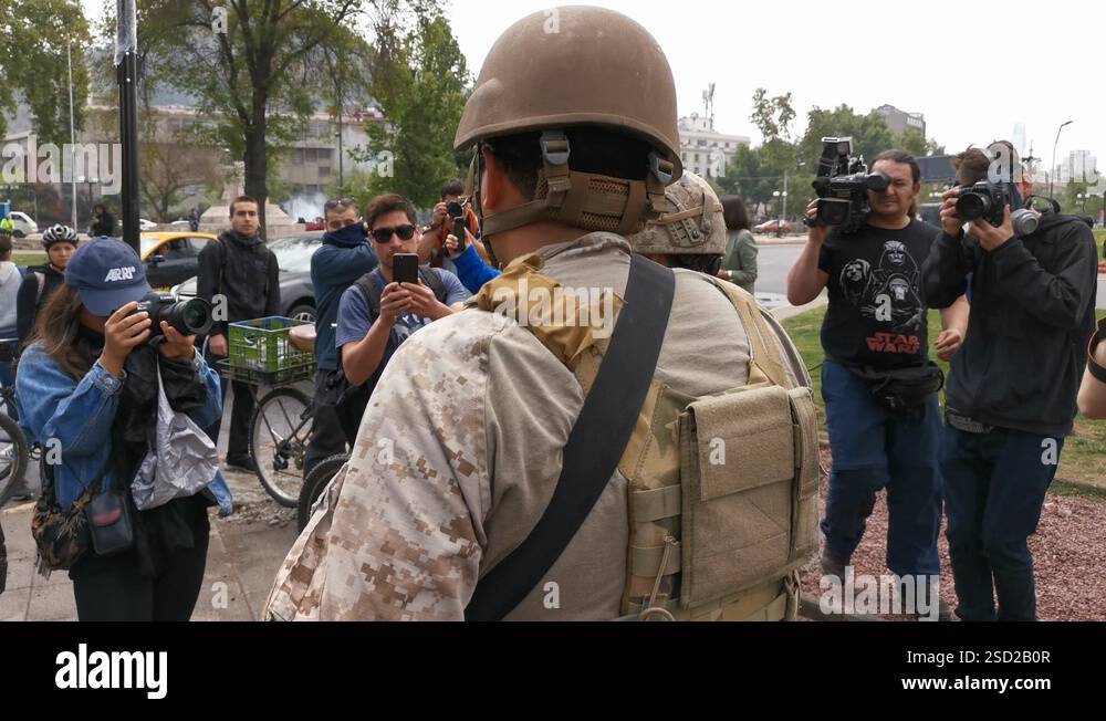 Soldiers and tanks at Santiago de Chile streets during latest riots in ...