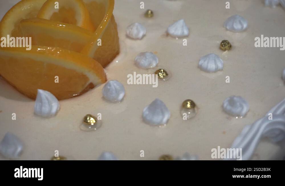 beautiful sponge cake closeup.moving sweet background Stock Video ...