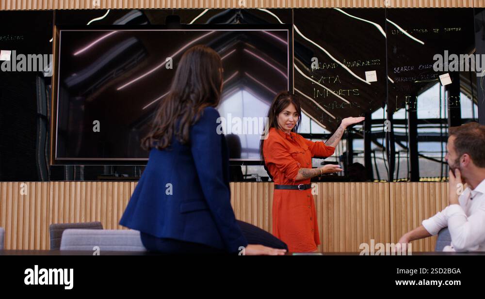 4K Unfriendly business manager giving attitude to co-workers in a ...