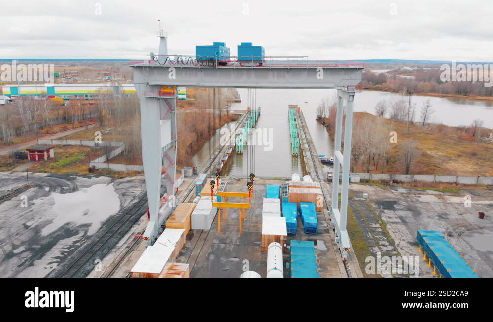 Cargo port - A big outdoors area for shipping with freight carriage on ...