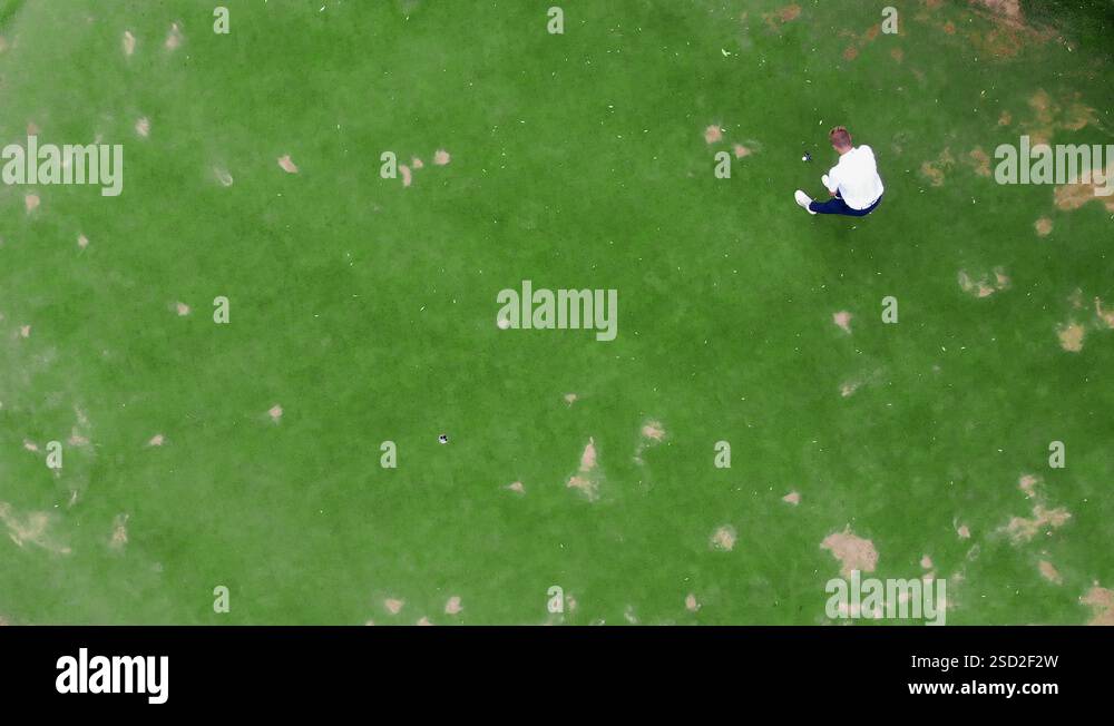 Fail, failure, misfortune concept. Failed long strike at the golf field ...