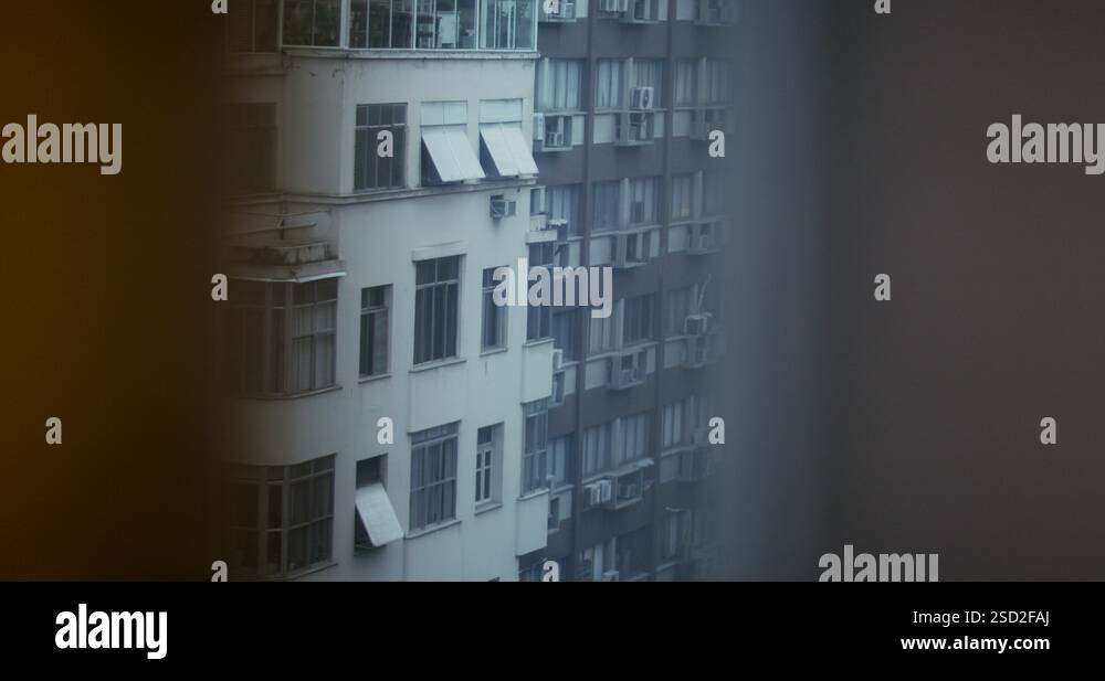 Looking through apartment window perspective, building facade Stock ...