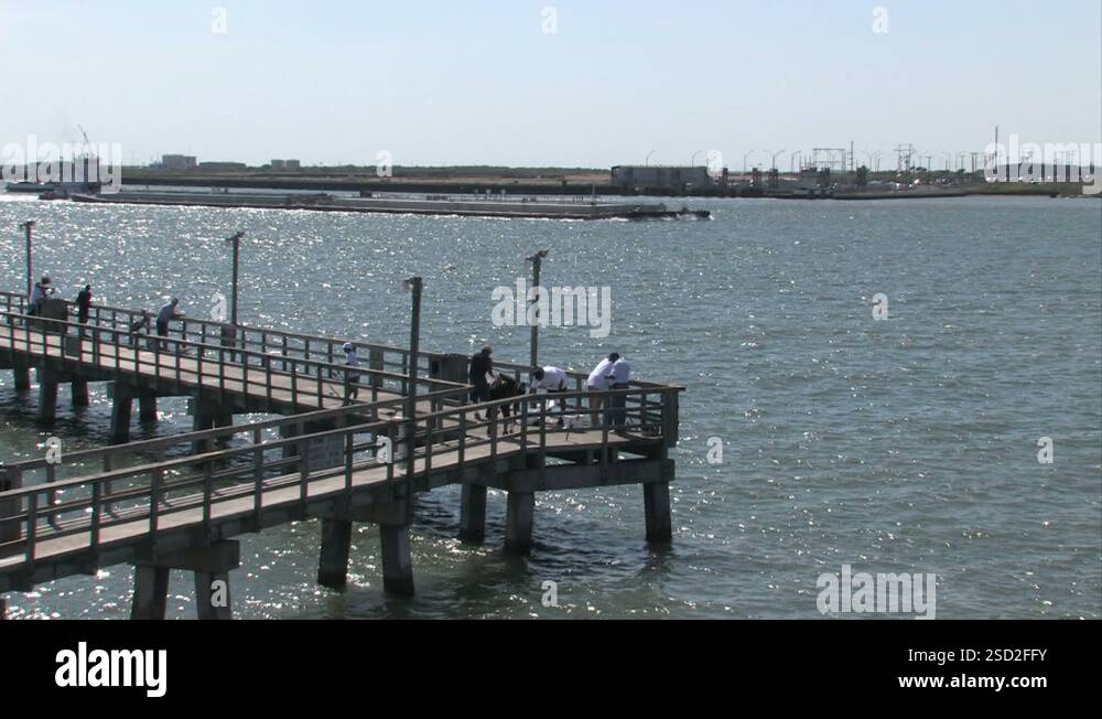 Fishing pier and barge M HD Stock Video Footage - Alamy