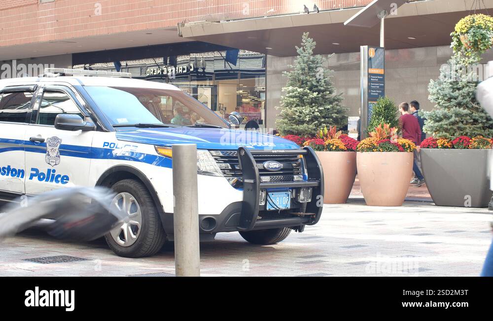 Boston Police Car Day Time On Street Stock Video Footage - Alamy