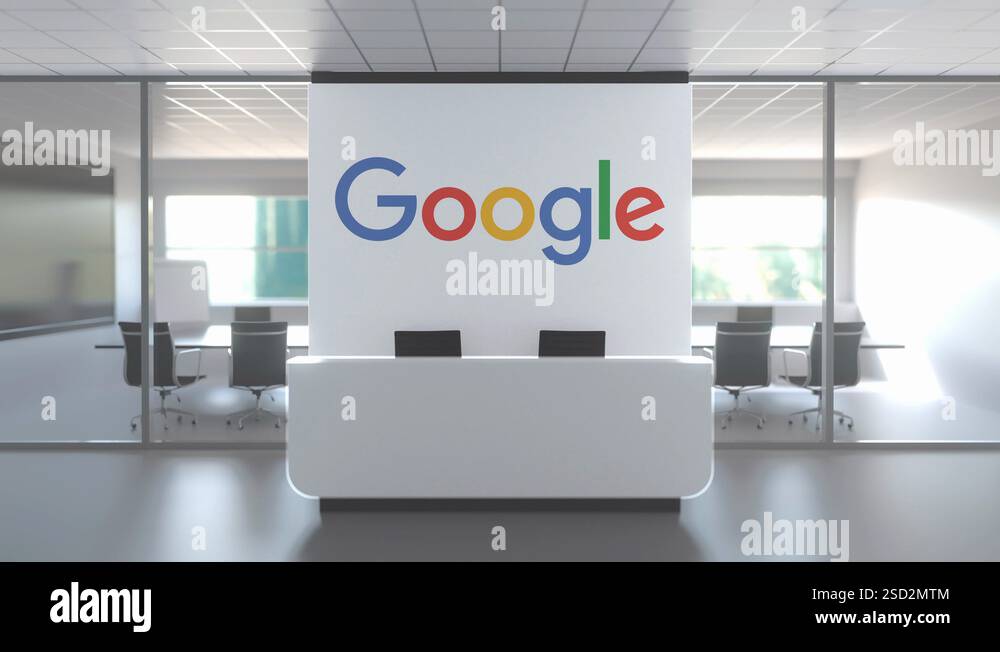 Logo of GOOGLE on a wall in the modern office, editorial conceptual 3D ...