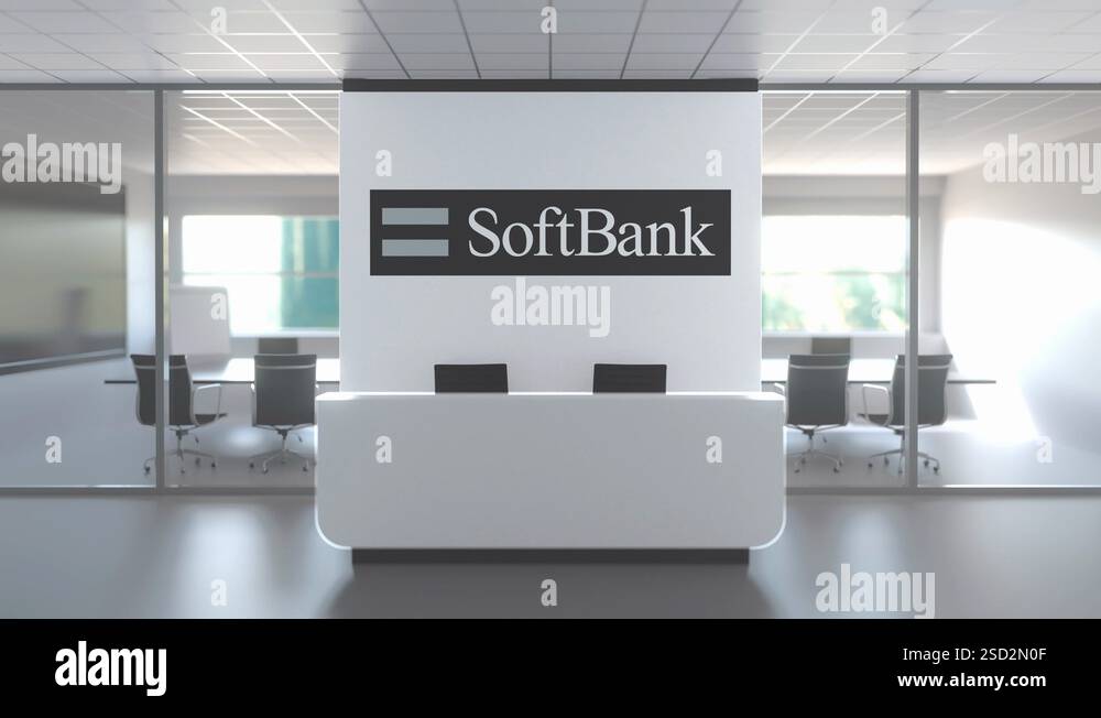 Logo of SOFTBANK on a wall in the modern office, editorial conceptual ...