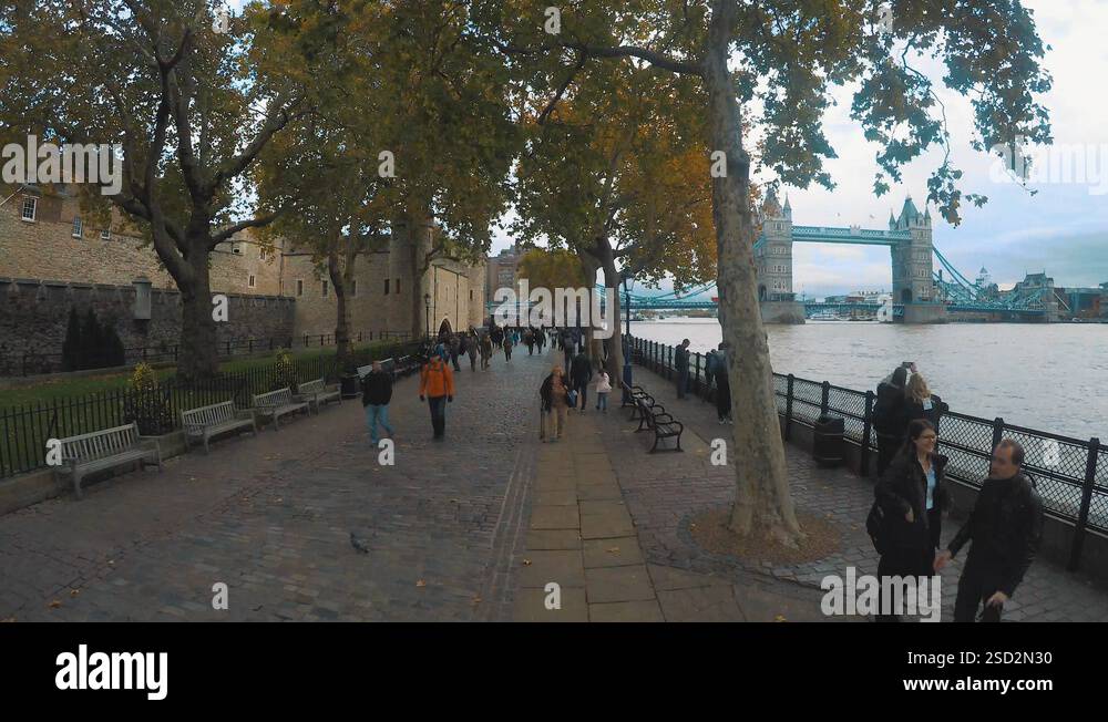 Epic Walking Hyperlapse Drone Like Shot Tower Bridge People and Thames ...