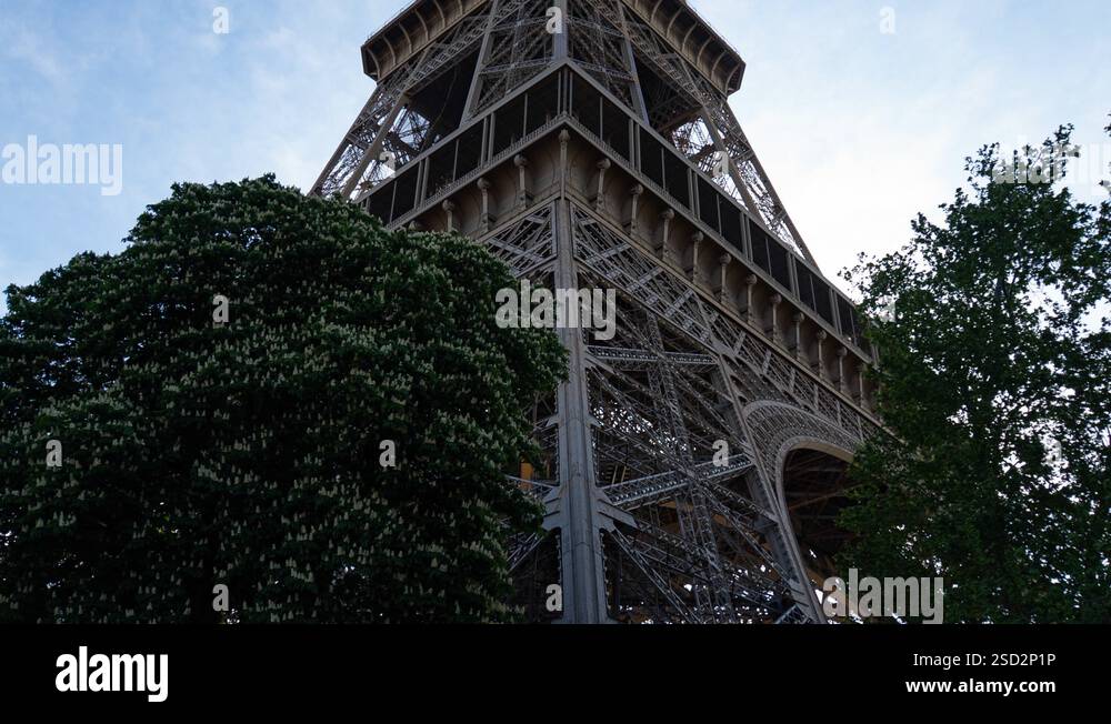 Paris Eiffel Tower Pan Up 4K Hyperlapse / Time Lapse Stock Video ...