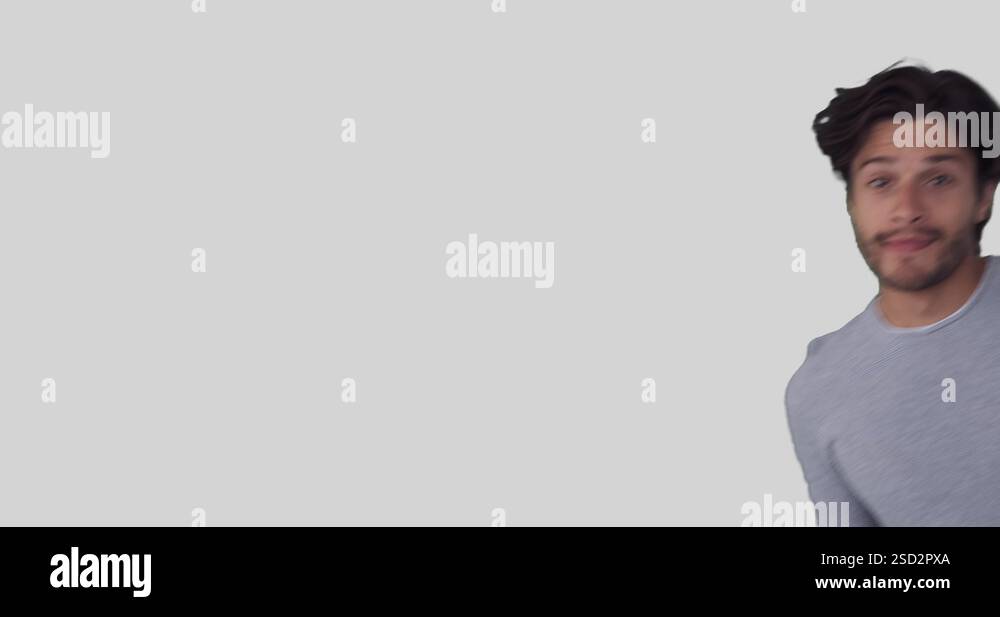 Man appearing waving hand and disappearing on white background Stock ...