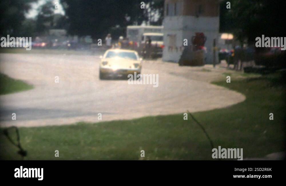 Odd Looking Yellow Sports Car On Race Track-1975 Vintage 8mm film Stock ...