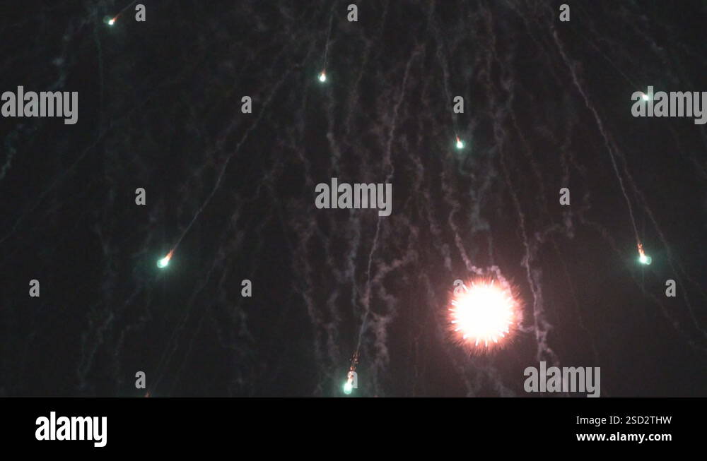 Big festive artillery salute,fireworks slow motion Stock Video Footage ...